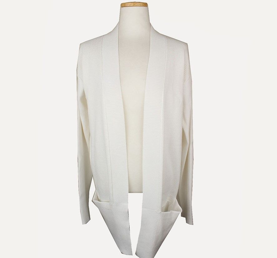 Theory White Shawl Collar Knit Open Cardigan 4 3361887411 26809942 – trenbe