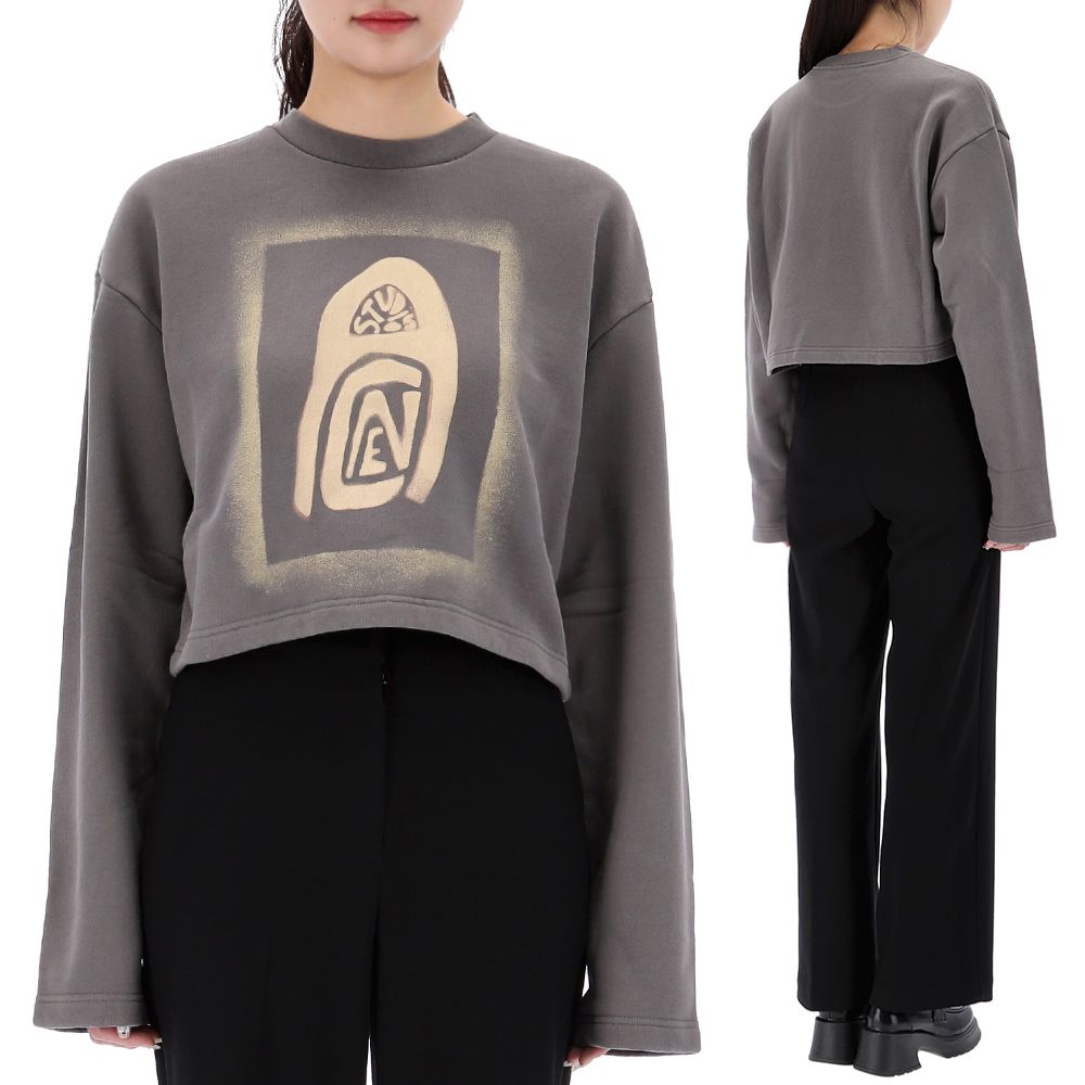 Acne Studios Logo Print Cropped Oversized Sweatshirt 66033474 – trenbe