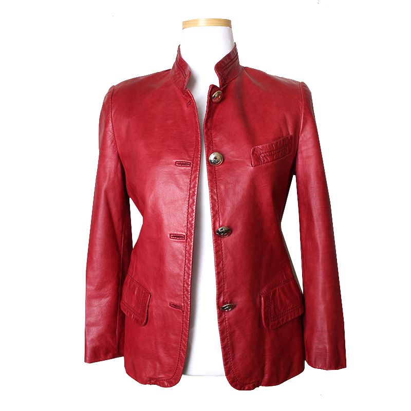 Gucci Red Leather Jacket 44 75630646 – trenbe
