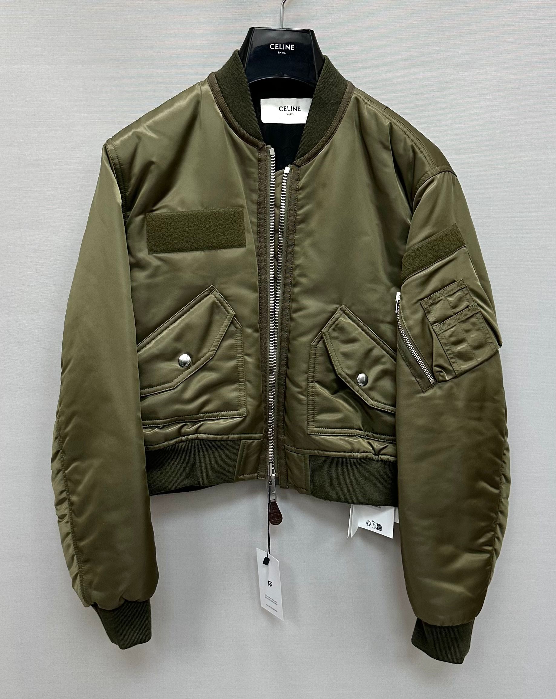 Celine Nylon Cropped Bomber Jacket (66 77) 124331540 – trenbe