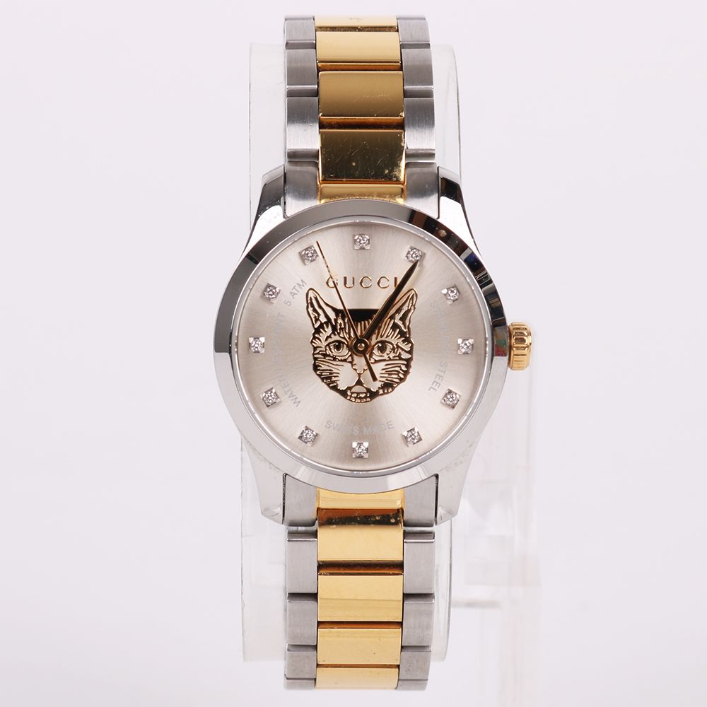 Gucci Catwatch 12P Diamond Combi Women's Watch 26mm 132814279 – trenbe