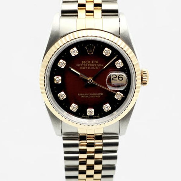 Rolex Datejust 36 16233 Men's Combination Watch Burgundy Aftersetting ...