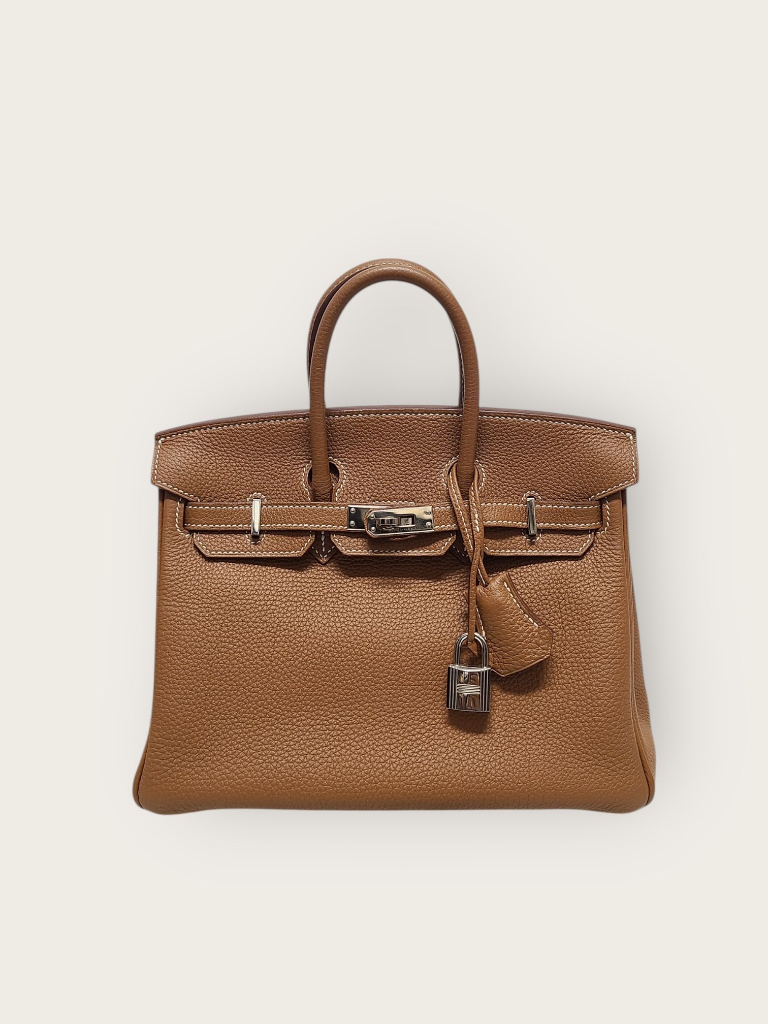 Hermes Gold Silver Birkin 25 Togo Shoulder Bag A engraving 147030062 ...