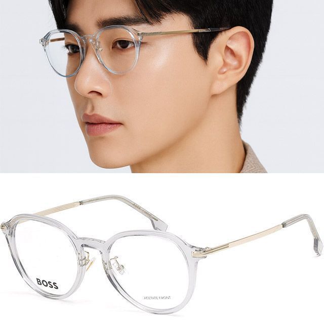 Hugo Boss BOSS1615F FT3 Transparent Horn Frame Round Eyewear 147378789 ...