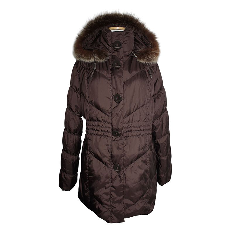 Balmain Deep Brown Fox Fur Hooded Down Padded Coat 55 148623659 – trenbe