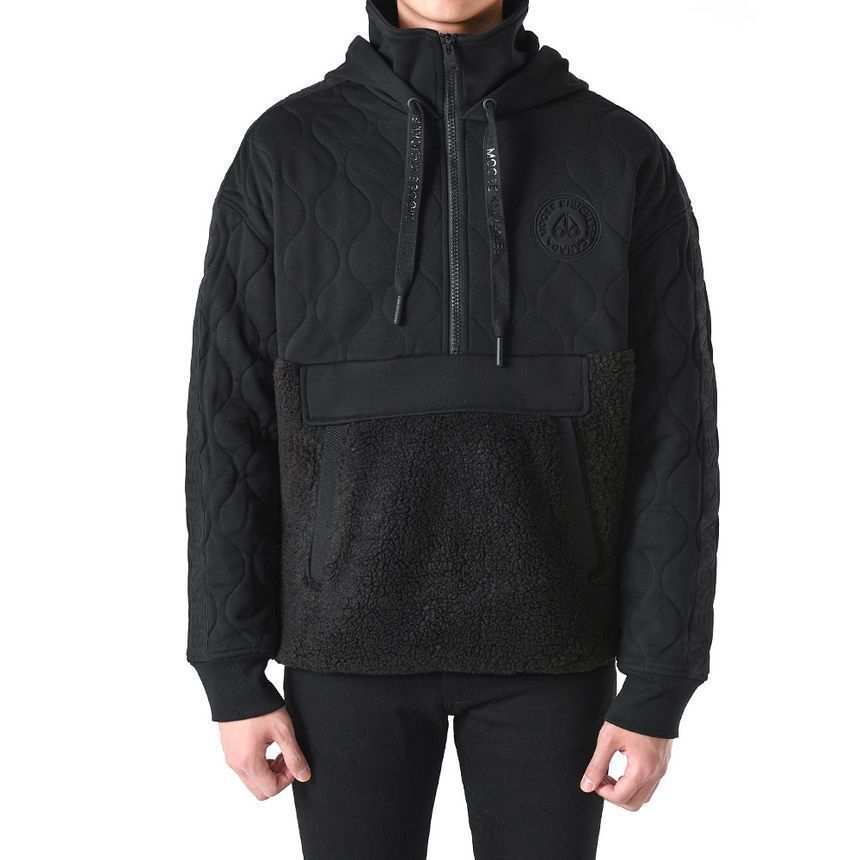 Moose Knuckles NEWKIRK Fleece Anorak Hooded Jacket Black M32MS616 292 ...