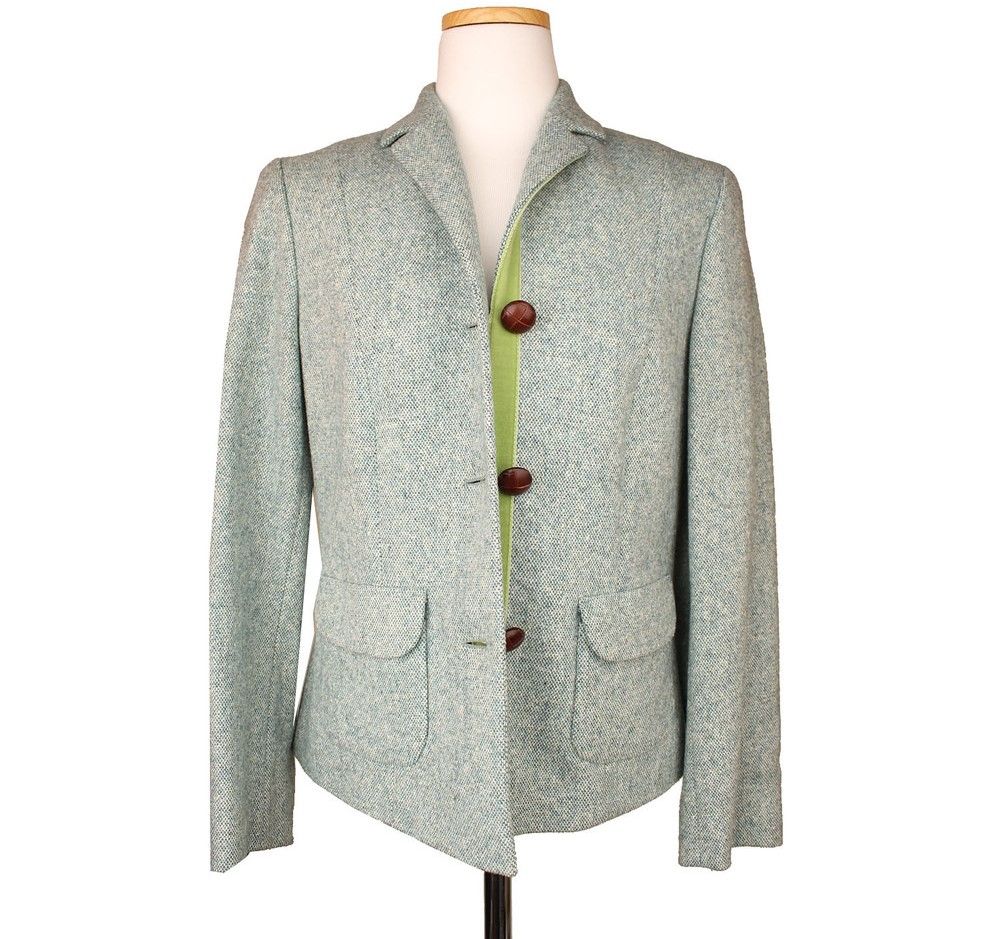 Escada Green Wool Silk Jacket 44.5 26810406 – trenbe